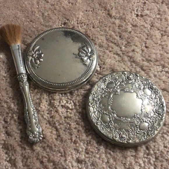 Makeup | Vintage Silver Makeup Brush And Powdertrinket Box Extra ...